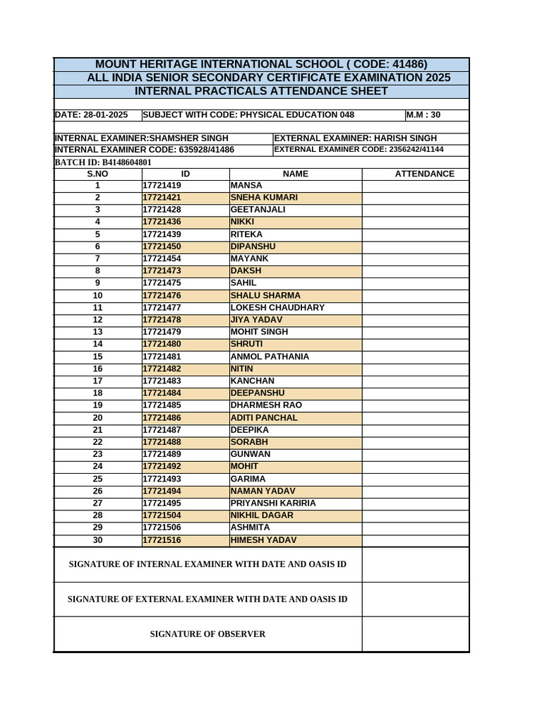 Physical Education Attendance | PDF