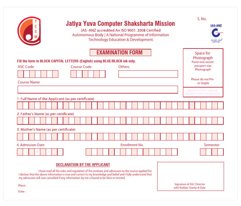 Examination Form for Admission Process | PDF
