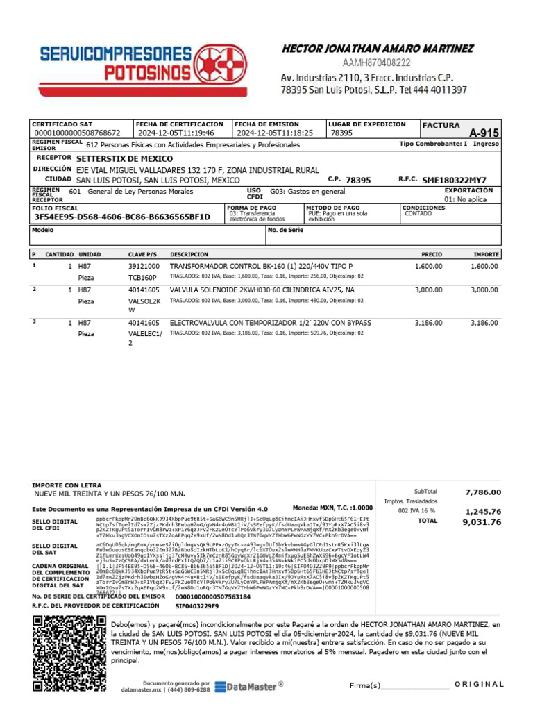 Factura CFDI San Luis Potosí 2024 | PDF