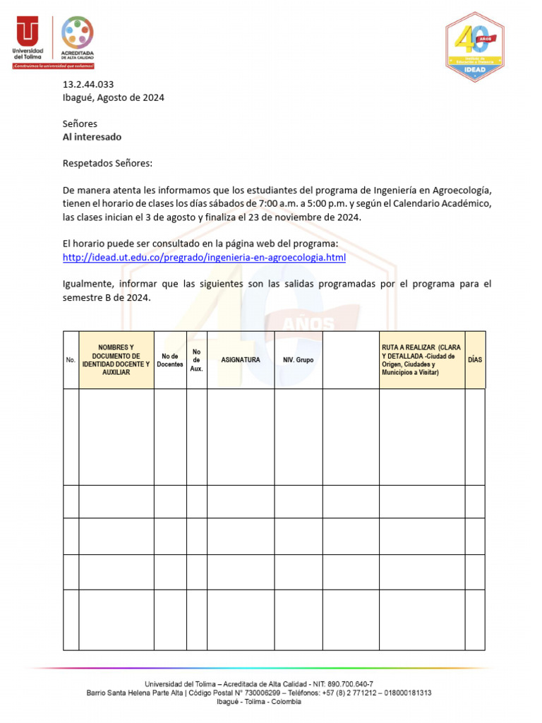 13.2.44-033 Oficio Prácticas Académicas | PDF | Ecología de sistemas | Ciencias sociales ambientales