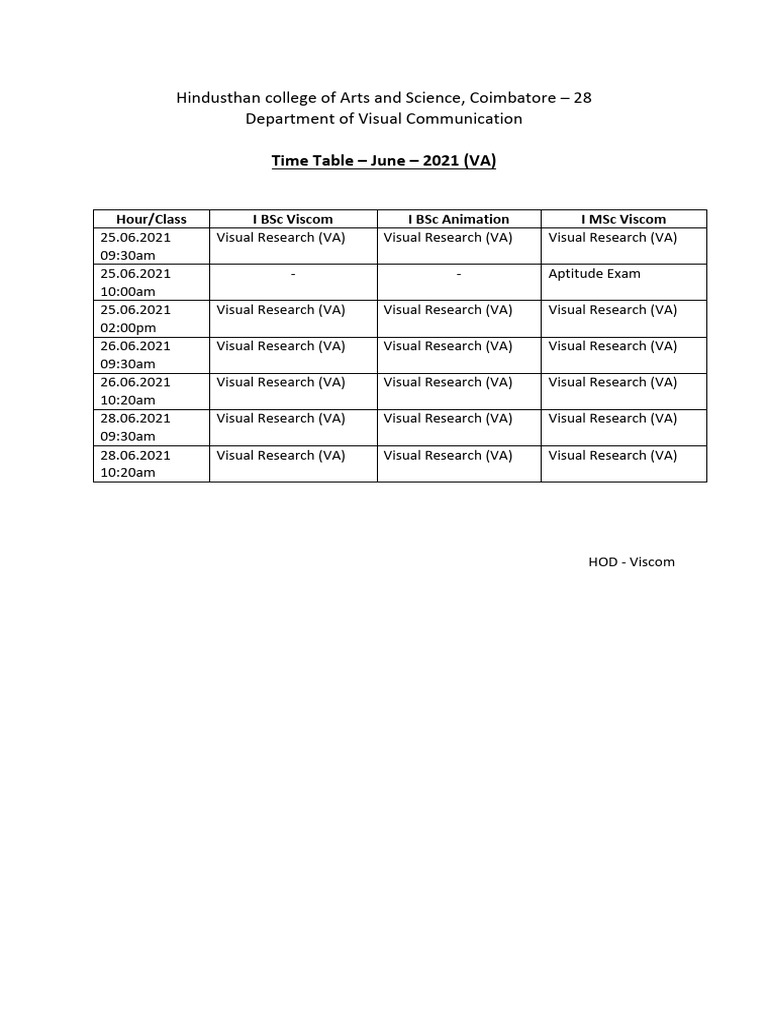 Value Added Time Table | PDF