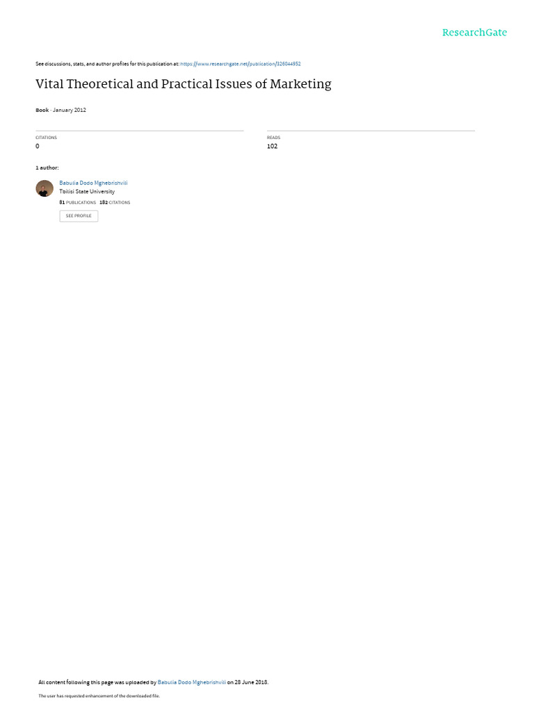 Marketing Theory and Practice Issues | PDF | Marketing | Georgia (Country)