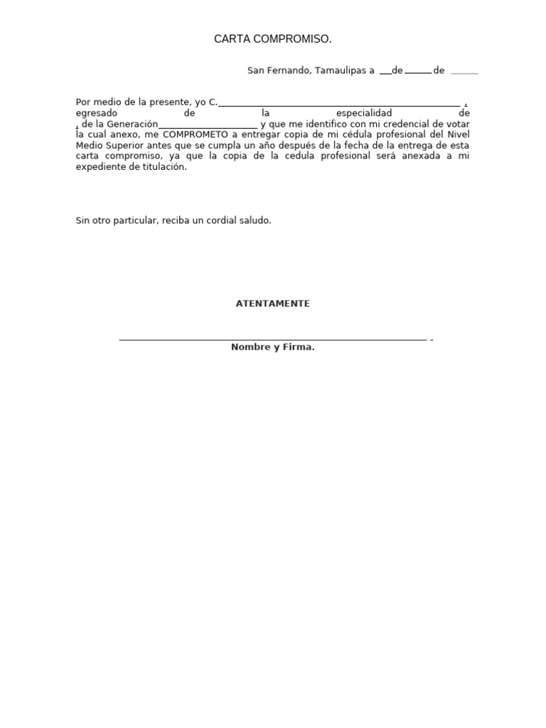 Carta Compromiso Dos | PDF