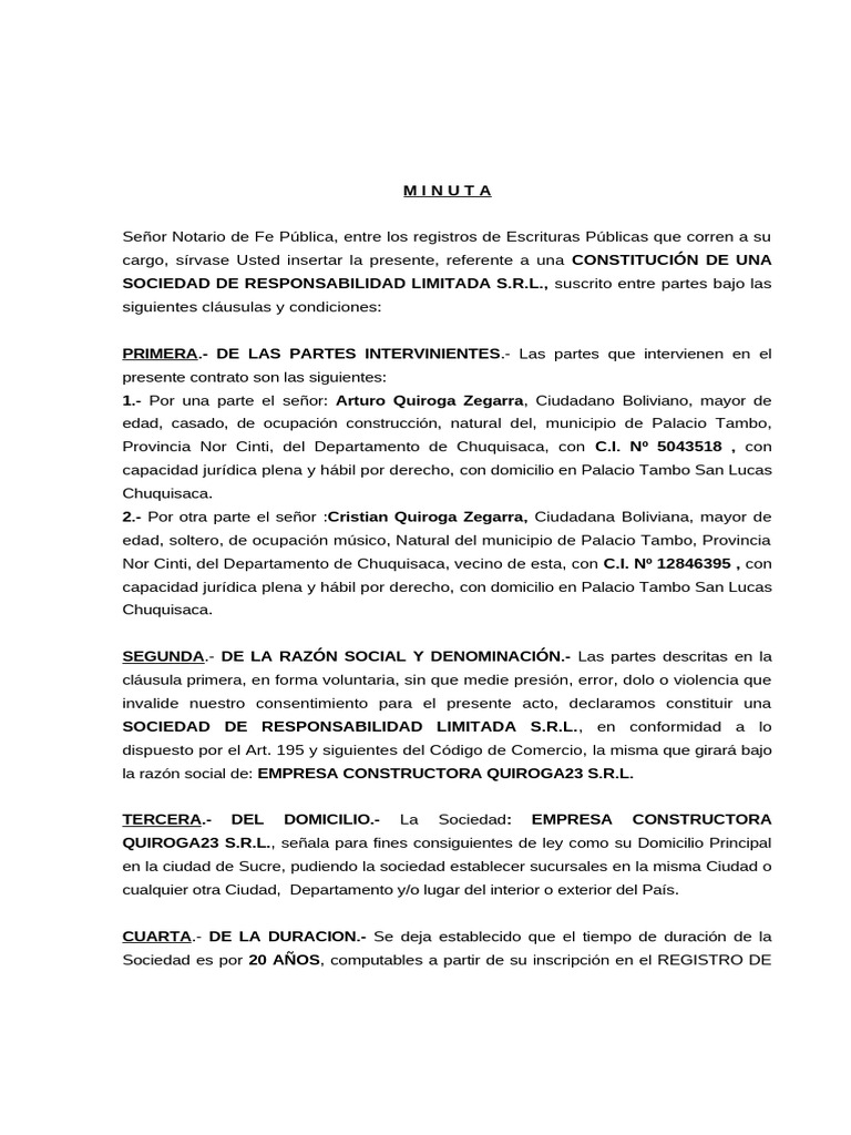 Emp. Cosntrcutora Arturito | PDF