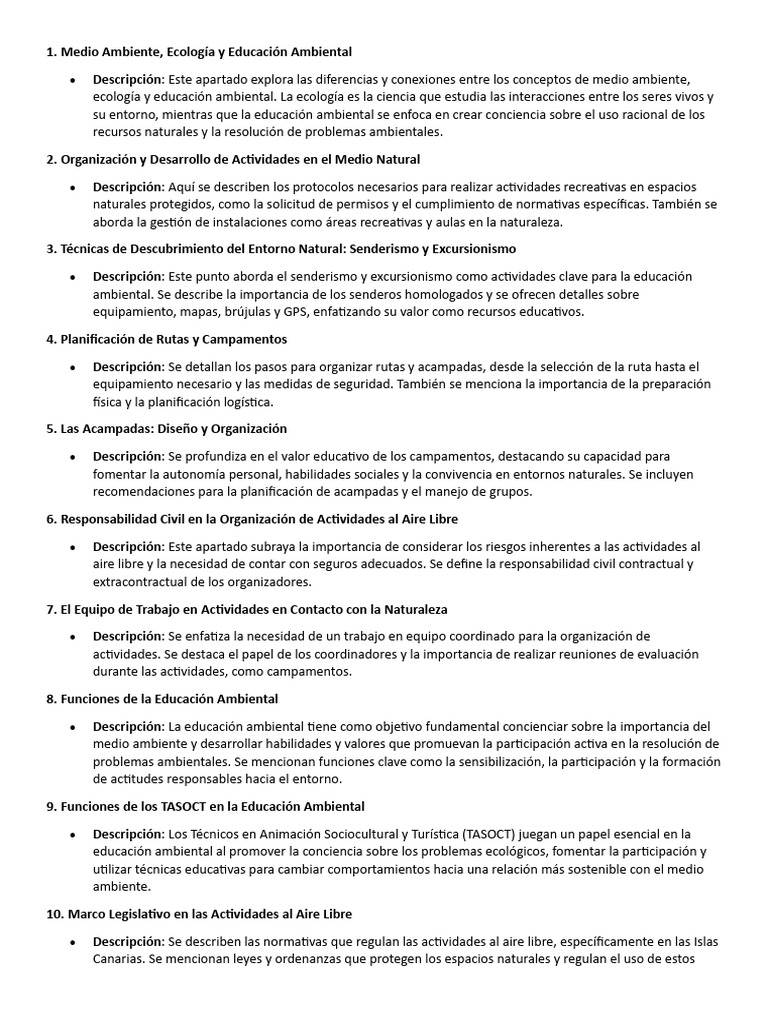 UT. 5 Animación Sociocultural - Esquema - Detallado | PDF | Entorno natural