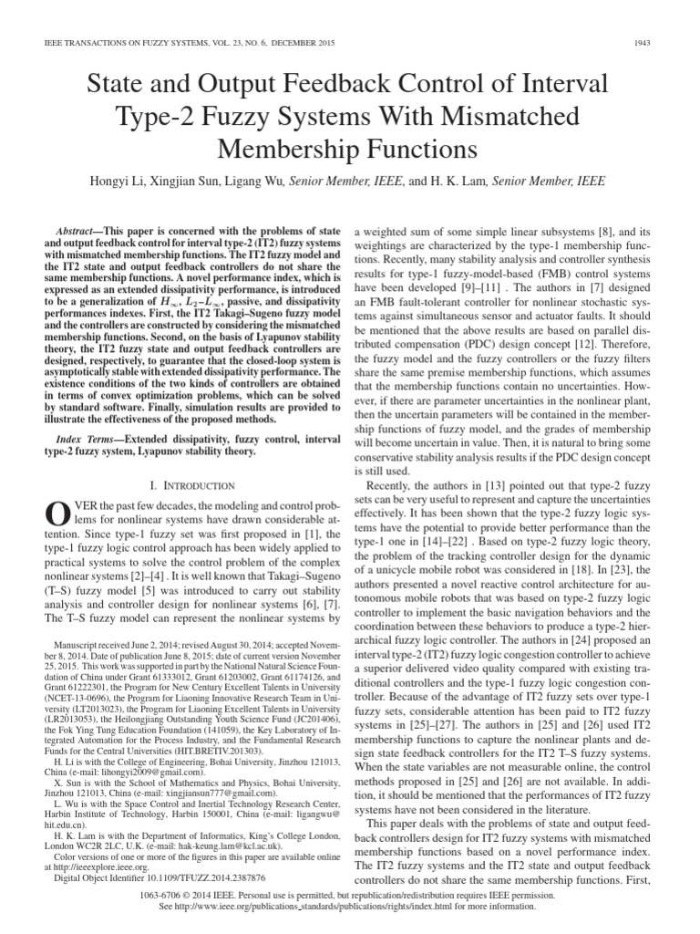 State_and_Output_Feedback_Control_of_Interval_Type-2_Fuzzy_Systems_With_Mismatched_Membership ...