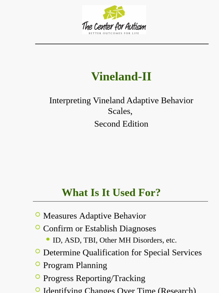 Vineland-II Adaptive Behavior Overview | PDF | Behavioural Sciences ...