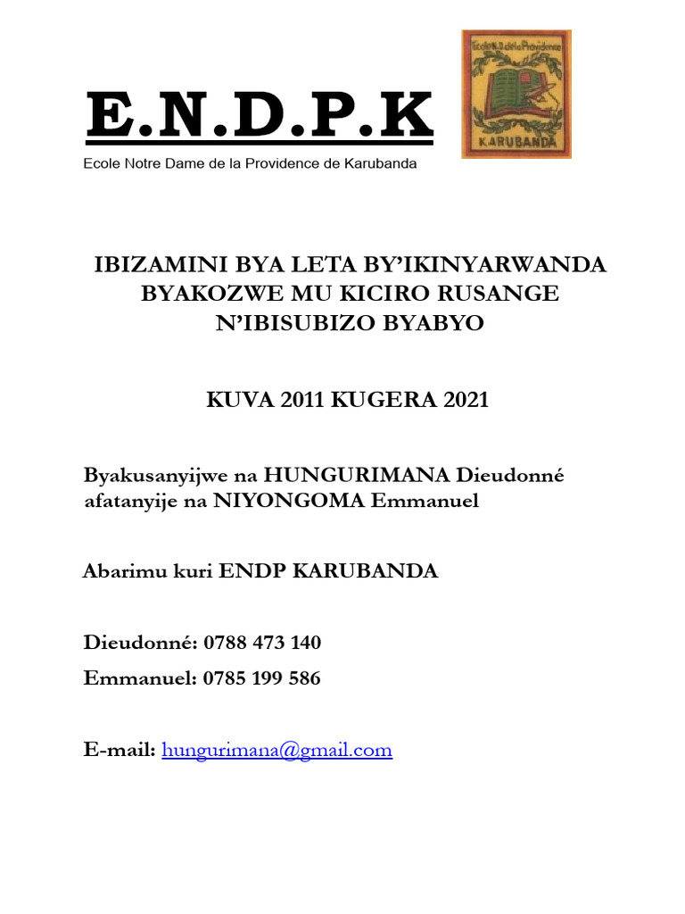 Ibizamini By'ikinyarwanda Mu Cyiciro Rusange N'ibisubizo Byabyo Kuva ...