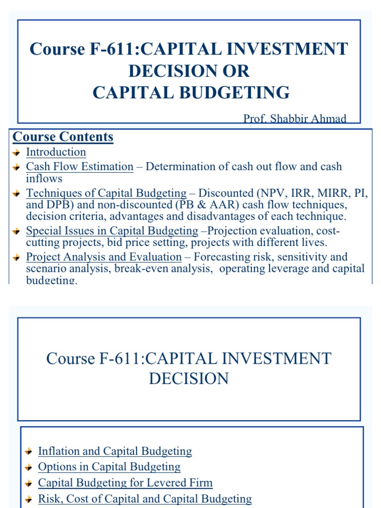 Cid Introppt | PDF | Net Present Value | Capital Budgeting