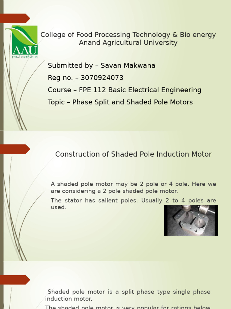 Phase Split and Shaded Pole Motors-1-1 | PDF | Electric Motor ...