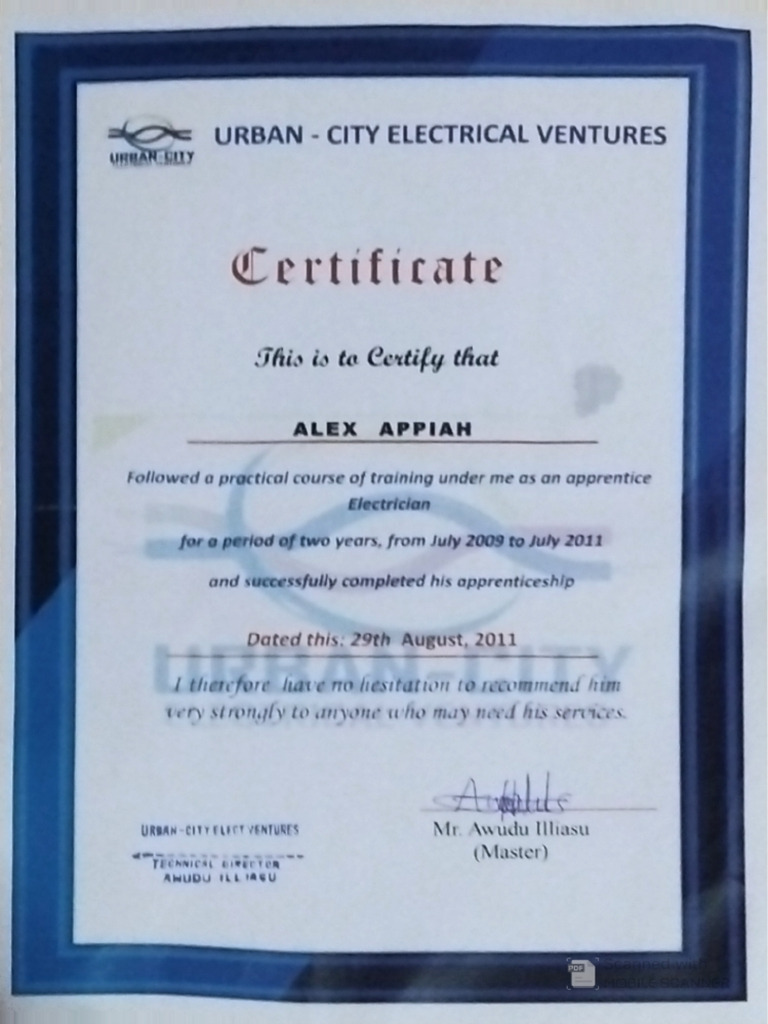 10.apprenticeship Certificate. | PDF