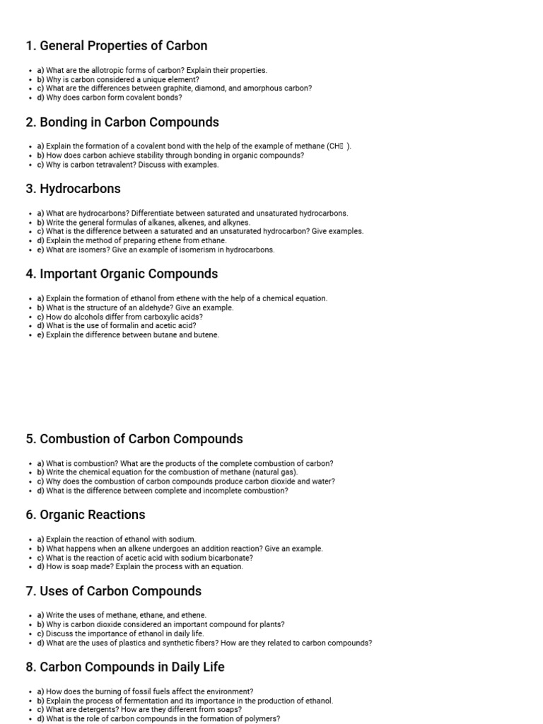 Carbon Compounds: Properties and Reactions | PDF | Alkene | Carbon