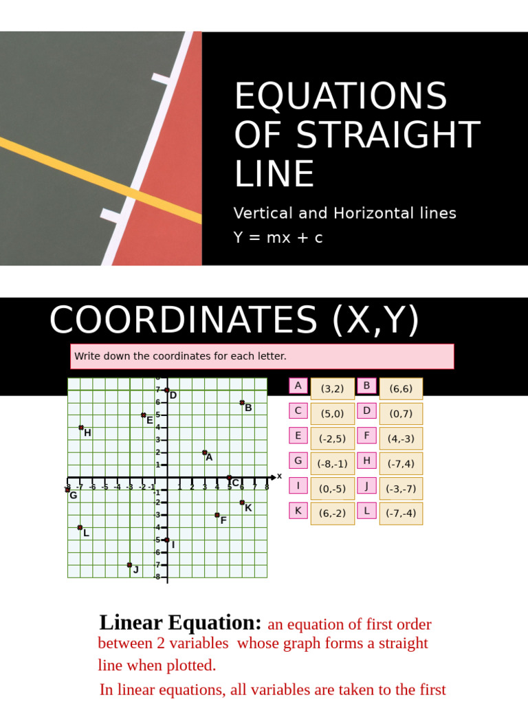 Equations of Straight Line | PDF | Slope | Cartesian Coordinate System