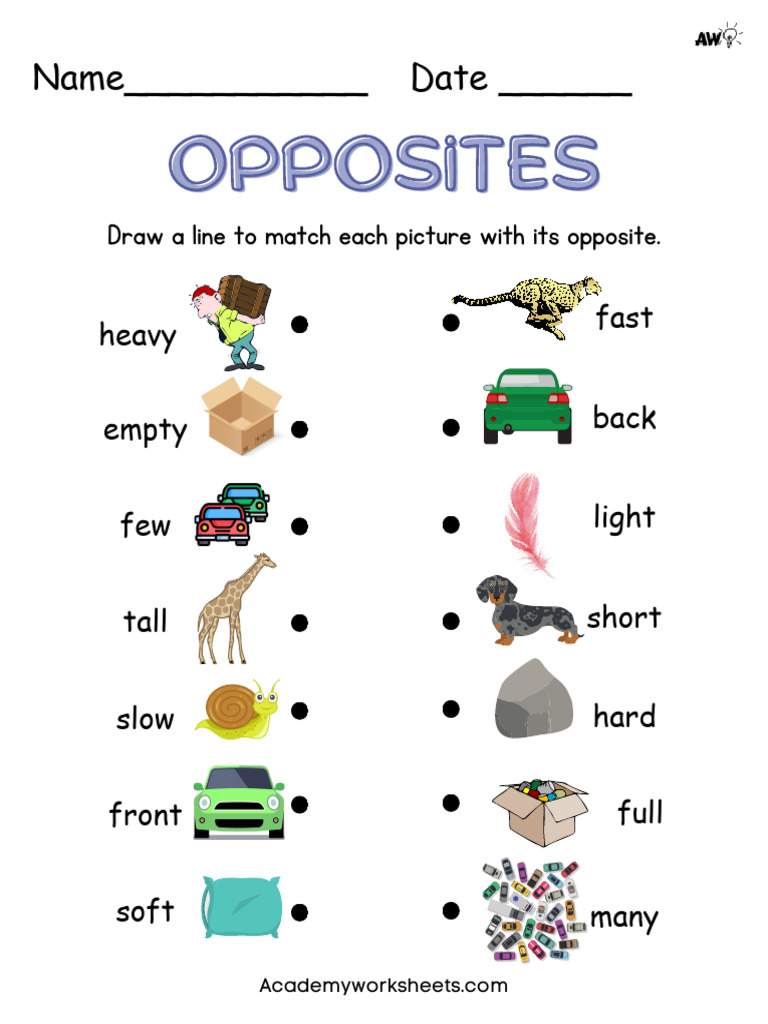 Opposites Worksheet 2 | PDF