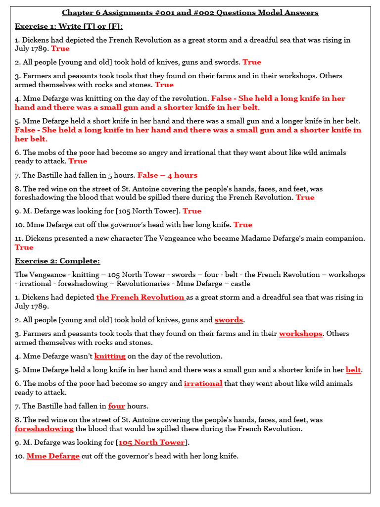 Chapter 6 Assignments #001 and #002 Questions Model Answers | PDF