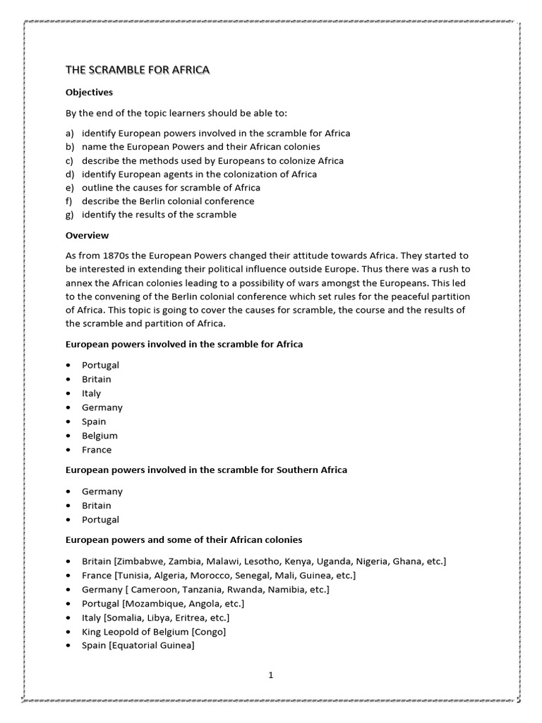 The Scramble For Africa | PDF | Africa | Imperialism