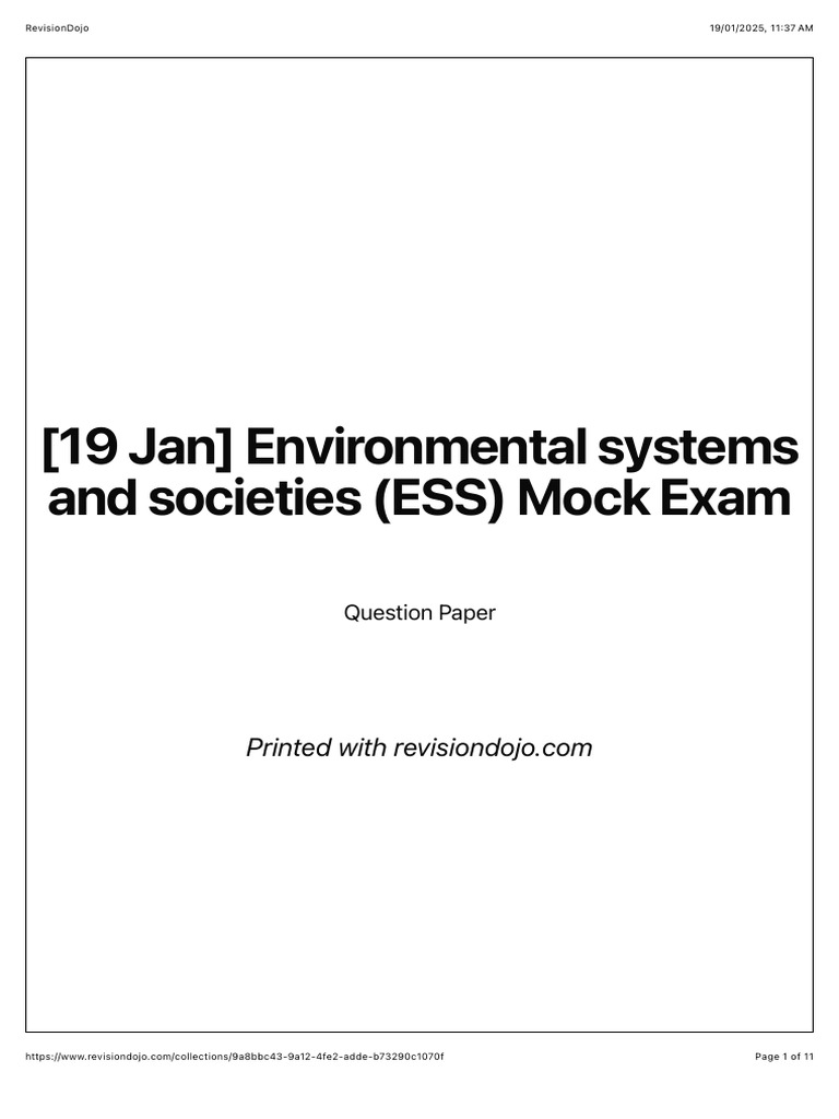 ESS Mock Exam Questions and Topics | PDF | Sustainability | Ecology