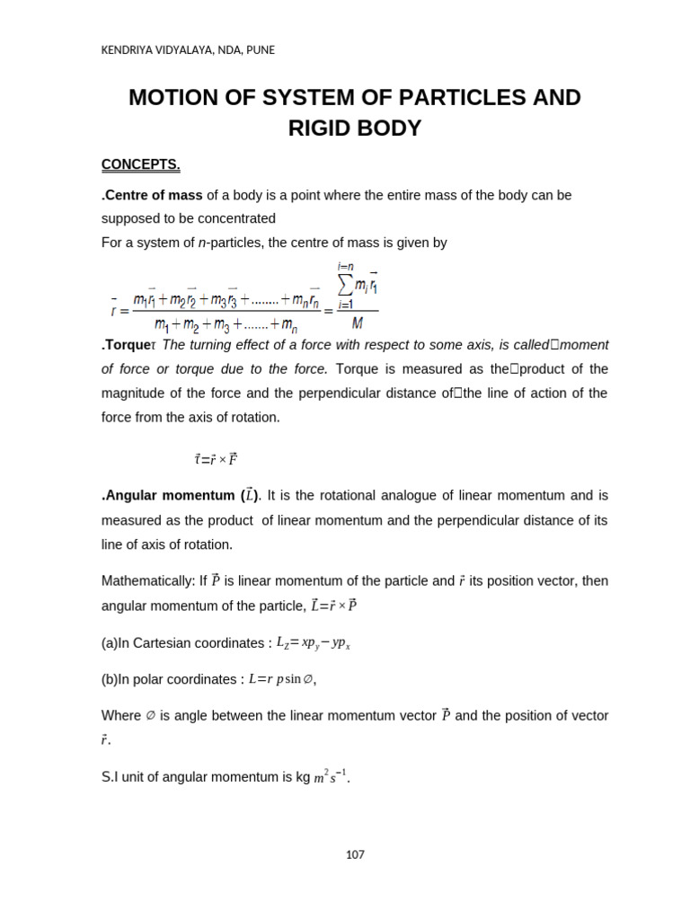 study-material-classxiphy-unit-5-10 | PDF | Rotation Around A Fixed Axis | Angular Momentum