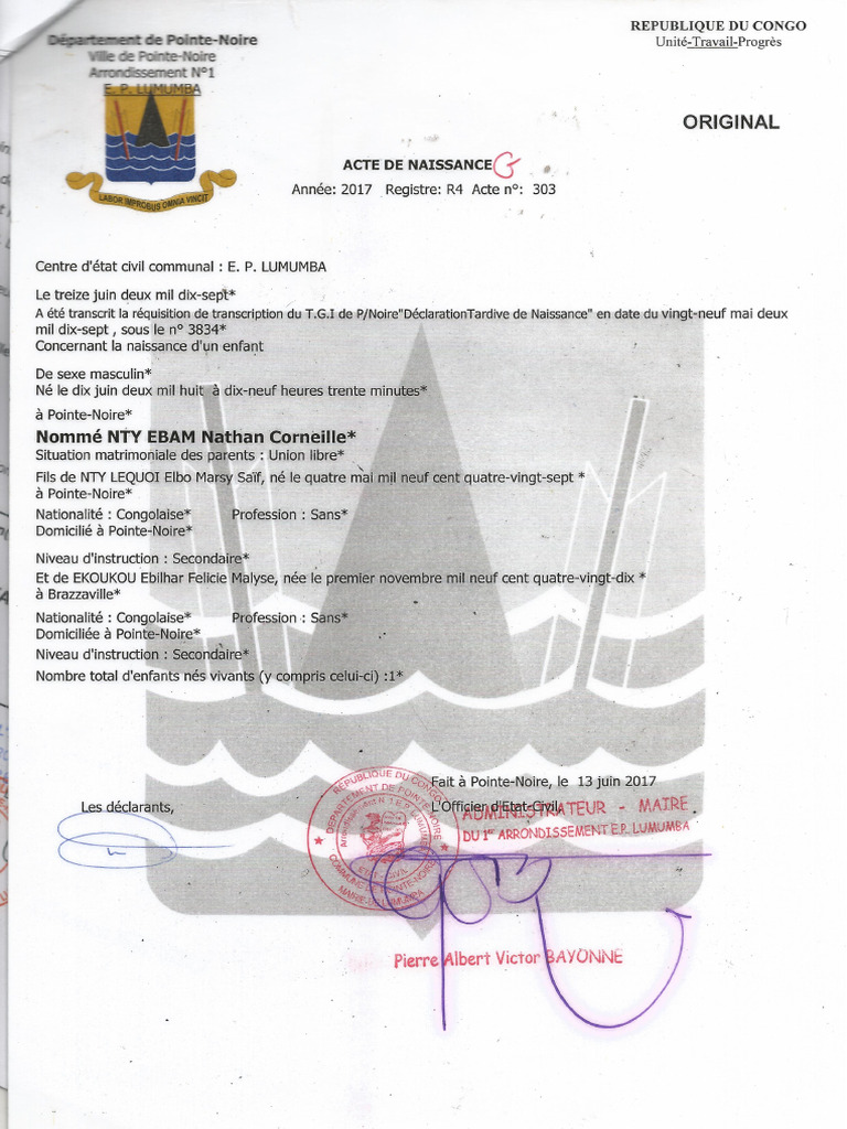 Acte de Naissance Nathan | PDF