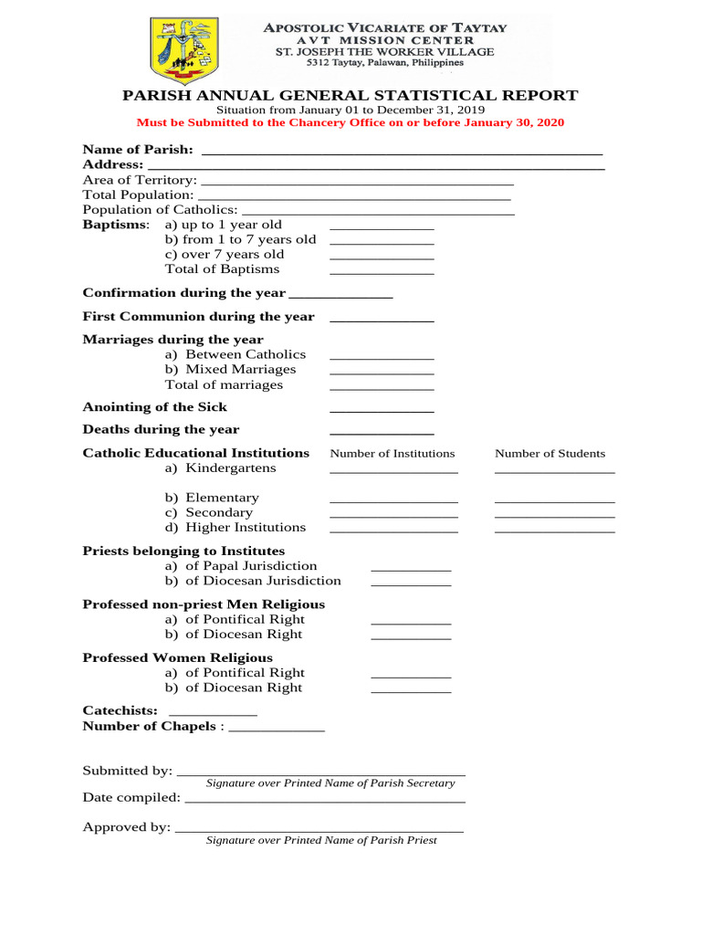 Parish Statistical Report Form | PDF