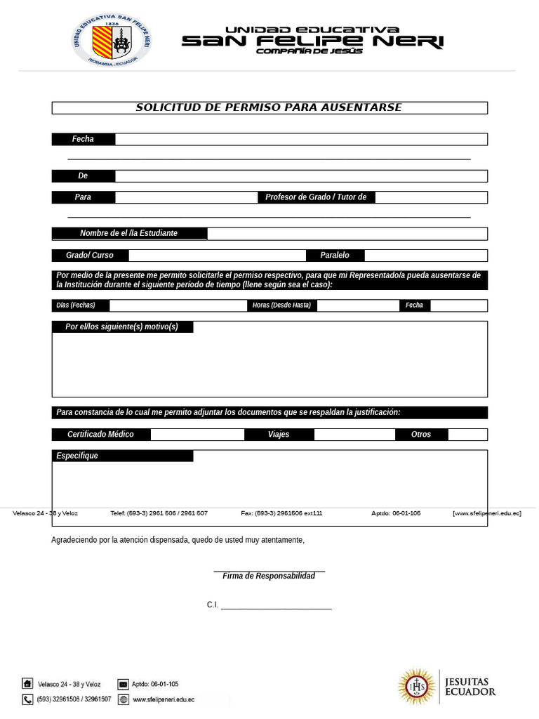 Solicitud Permisos 2023-2024 | PDF