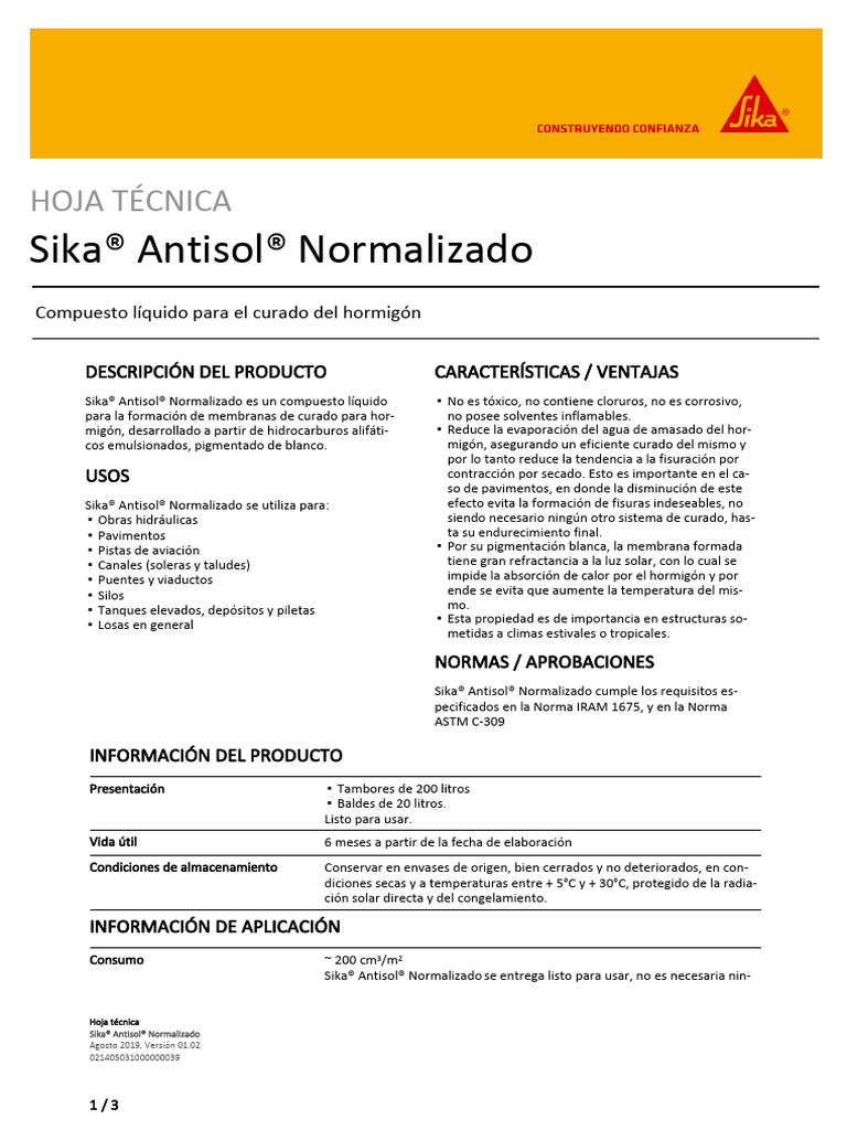 Compuesto de Curado para Hormigón | PDF | Hormigón | Química