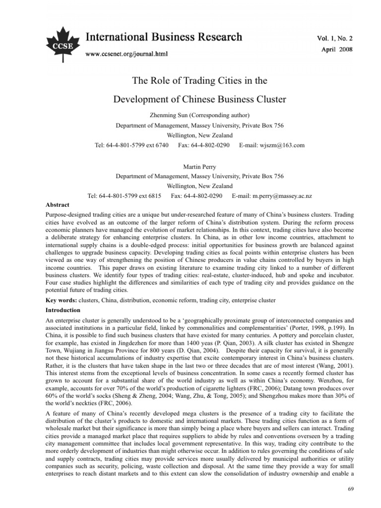 Trading Cities in China's Business Clusters | PDF | Market (Economics ...