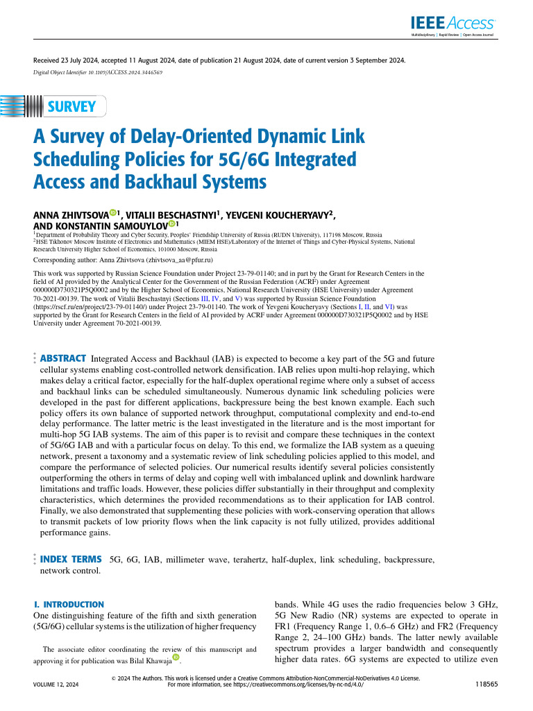 A Survey of Delay-Oriented Dynamic Link Scheduling Policies for 5G 6G Integrated Access and ...