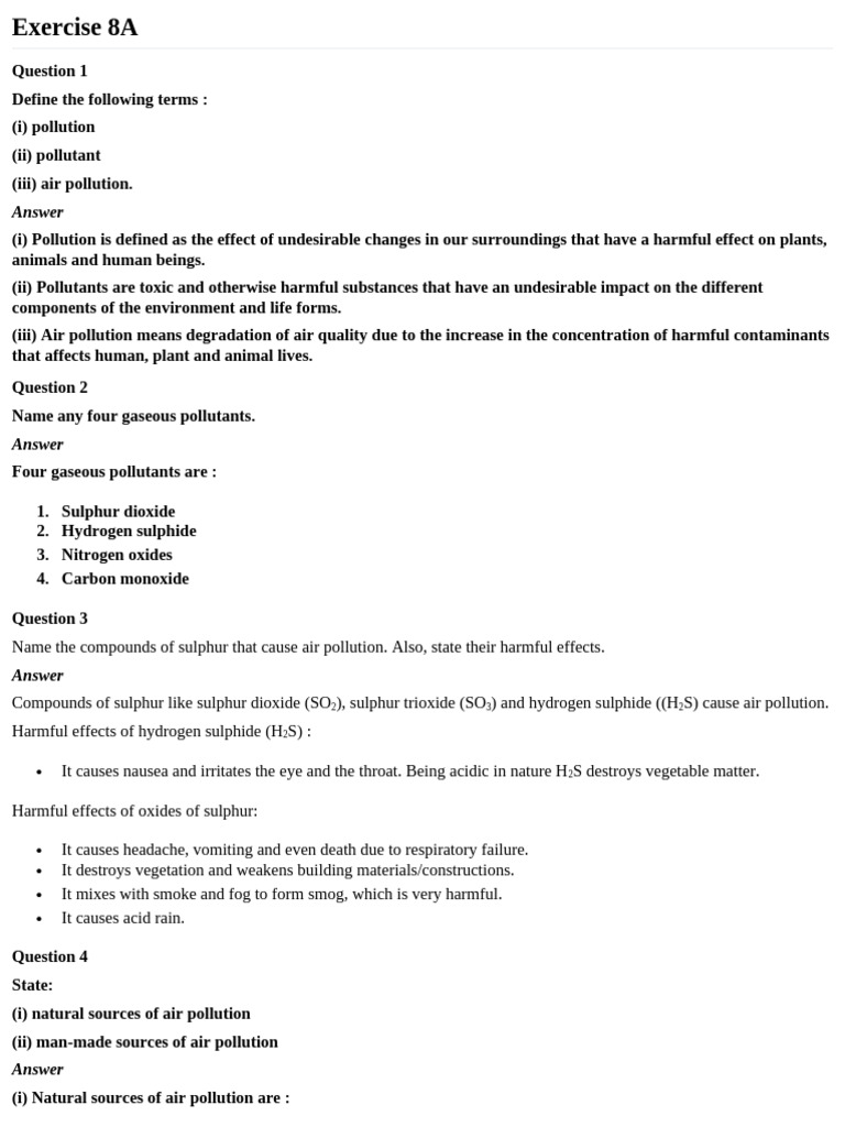 Exercise 8A | PDF | Greenhouse Effect | Ozone Depletion