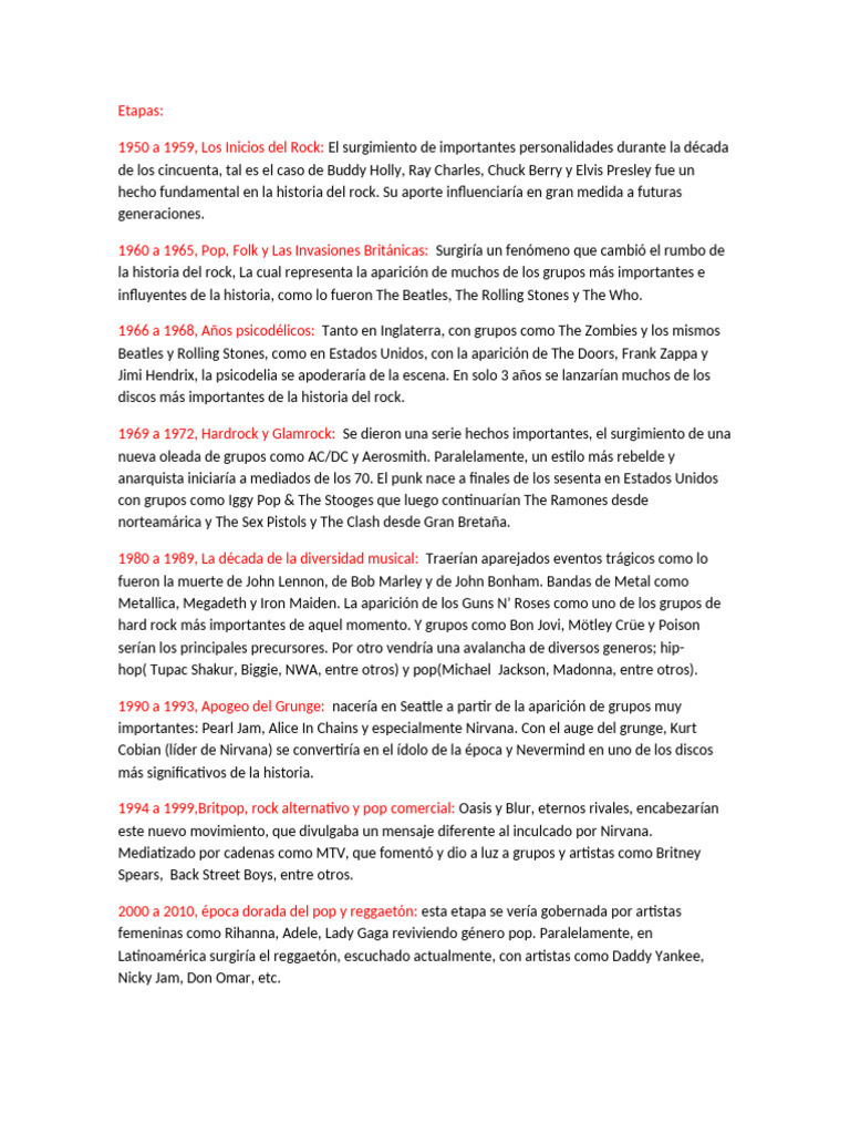Etapas muc | PDF | La música rock | Piedra dura