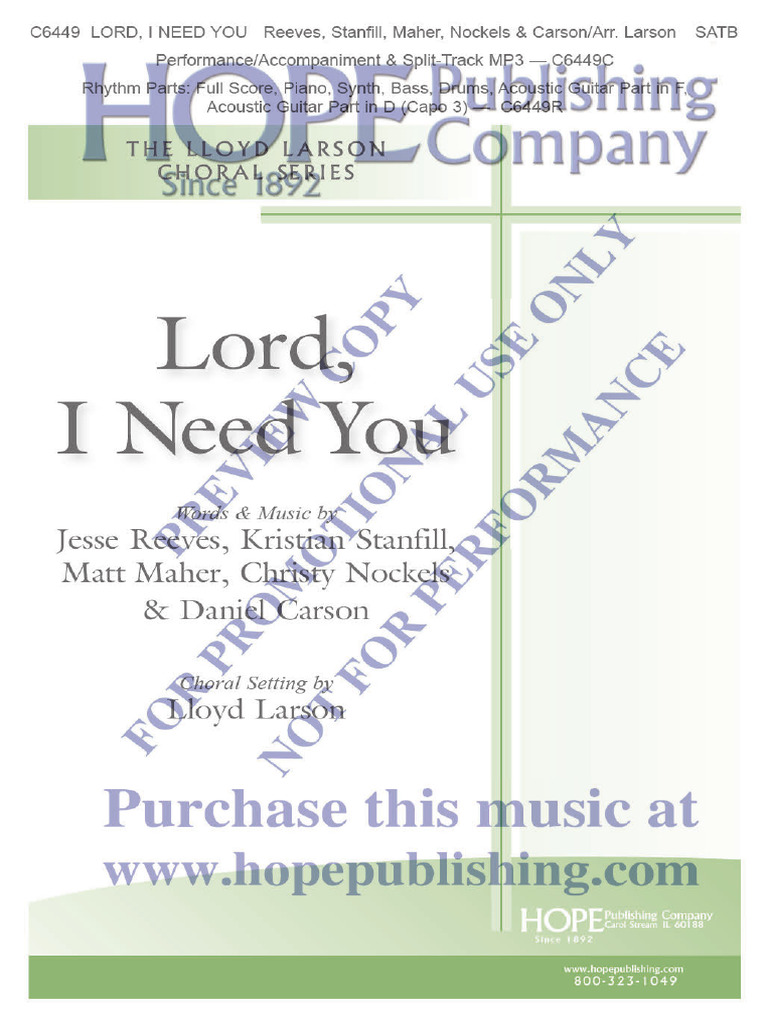 Lord I Need You | PDF