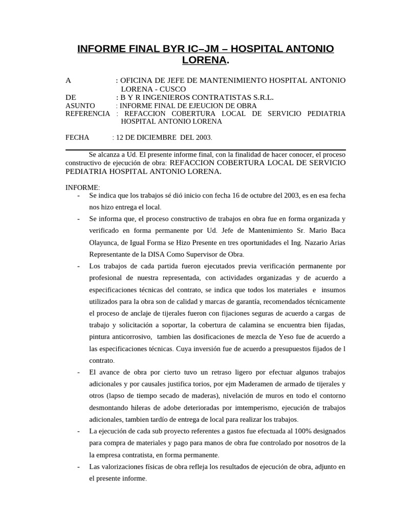 Informe Resumen de | PDF