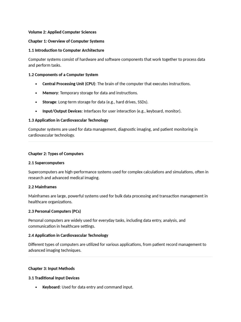 Computer Systems in Cardiovascular Tech | PDF | Input/Output ...