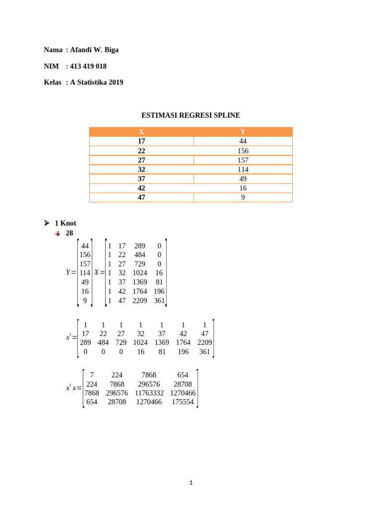 Tugas 1 Regresi Non Parametrik (Afandi Biga) | PDF