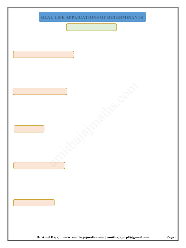 Real Life Applications of Determinant | PDF | Matrix (Mathematics ...