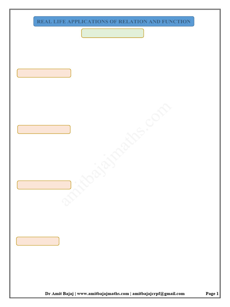 Real Life Applications of Relation and Function | PDF | Function ...
