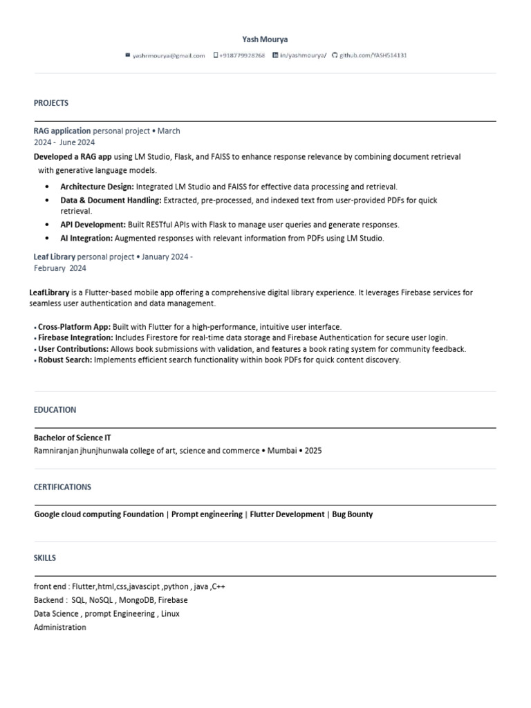 Resume Yash | PDF