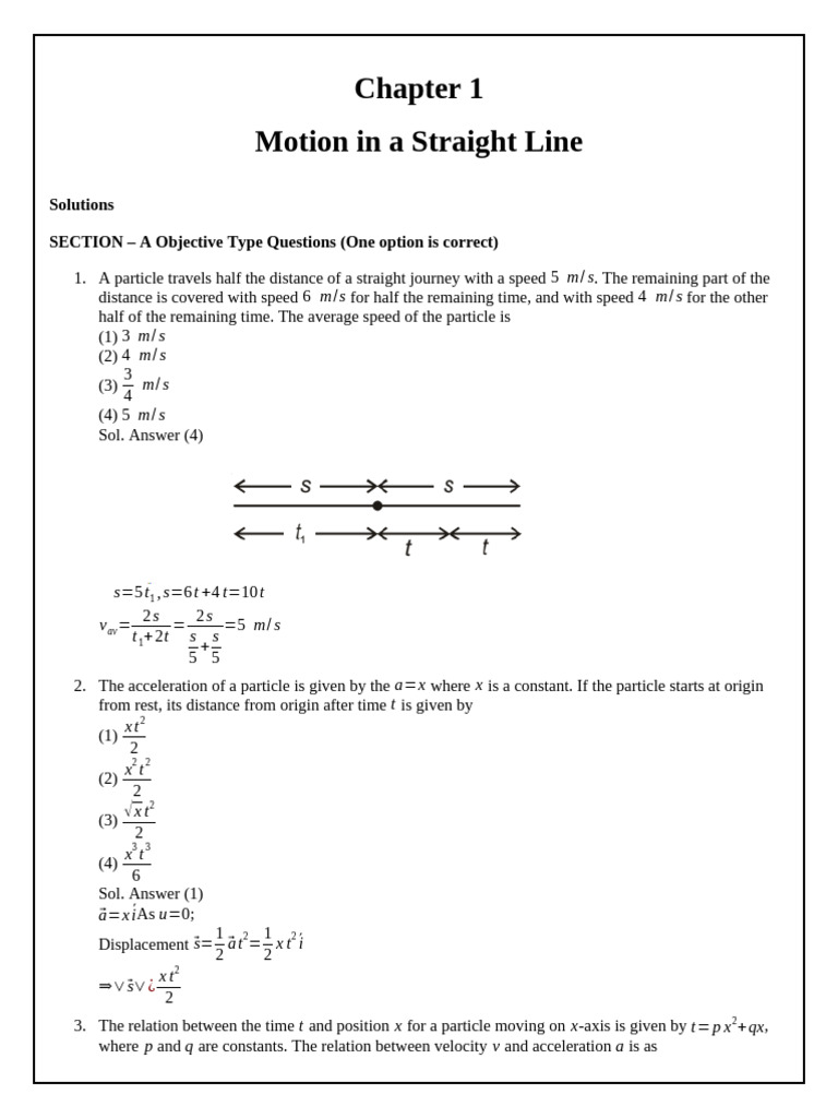 Straight Line Motion Solutions Guide | PDF | Acceleration | Velocity