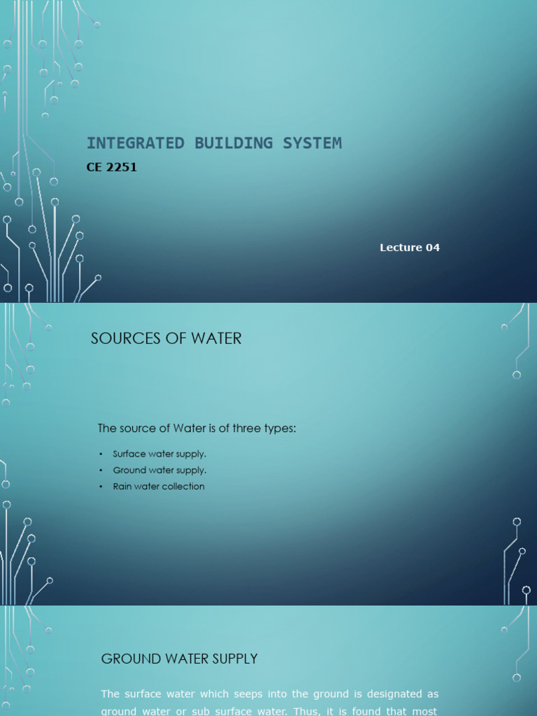 Integrated Building System-Lecture 04 | PDF | Water | Groundwater