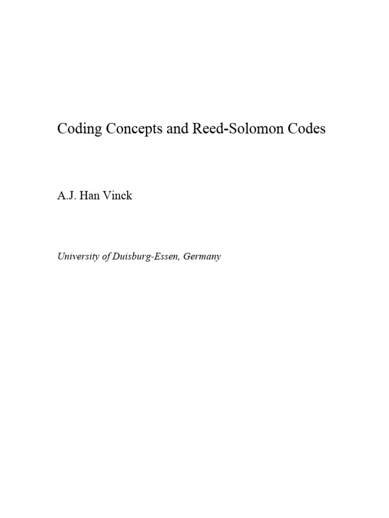 Book Coding Concepts and Reed Solomon Codes | PDF | Computing | Data Transmission