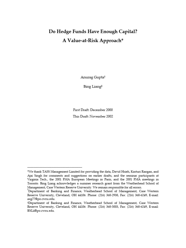 VAR to test hedge fund CAPAD | PDF | Value At Risk | Hedge Fund