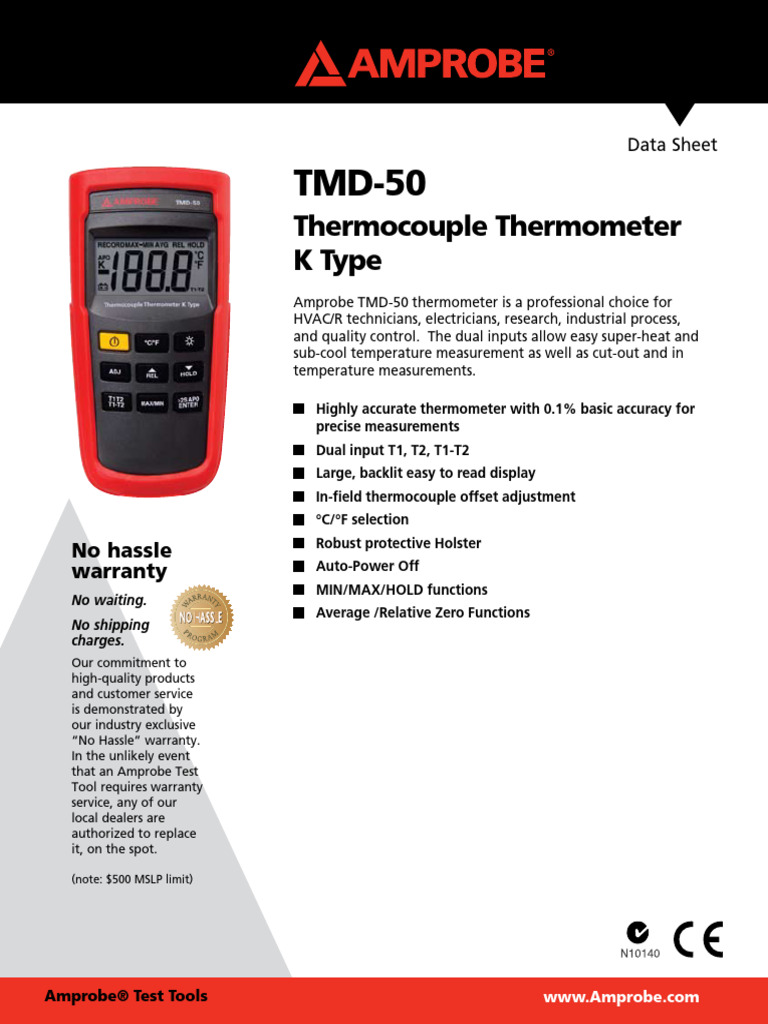Amprobe TMD-50 Thermometer Overview | PDF | Thermocouple | Thermometer