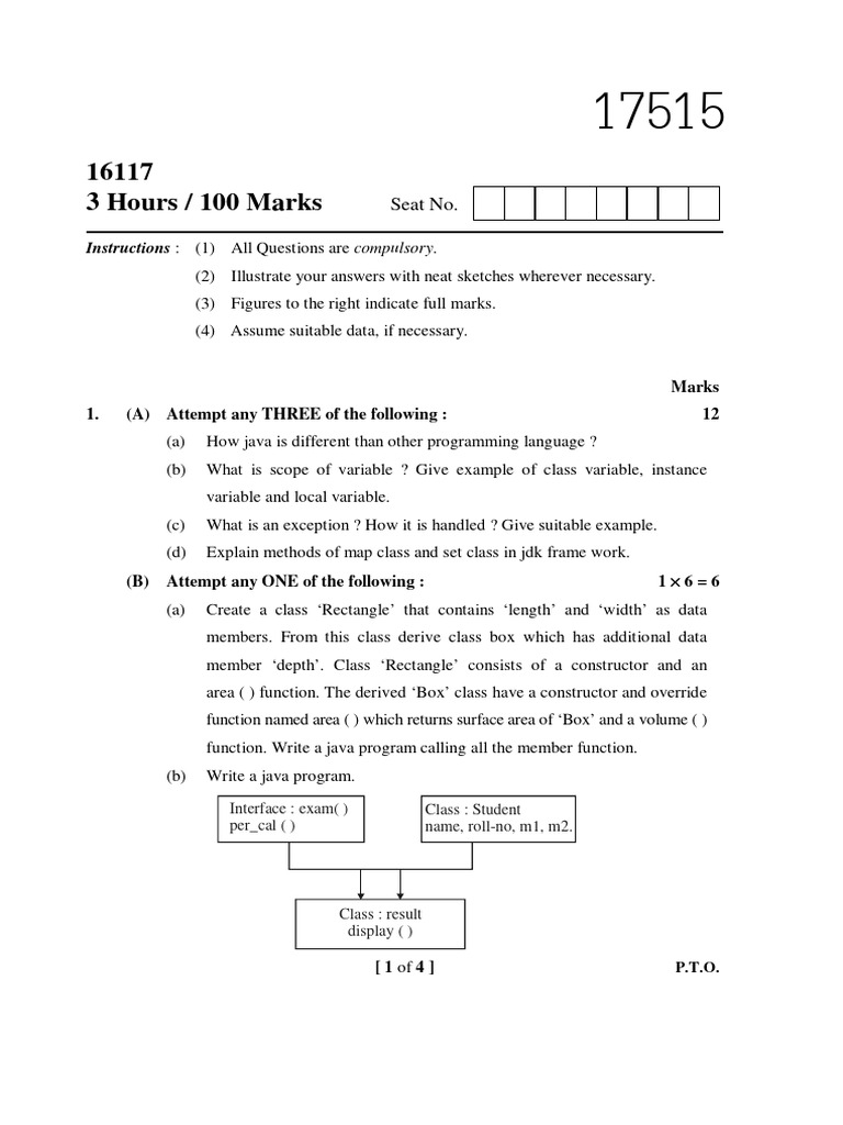 Java Programming Exam Questions | PDF | Class (Computer Programming ...