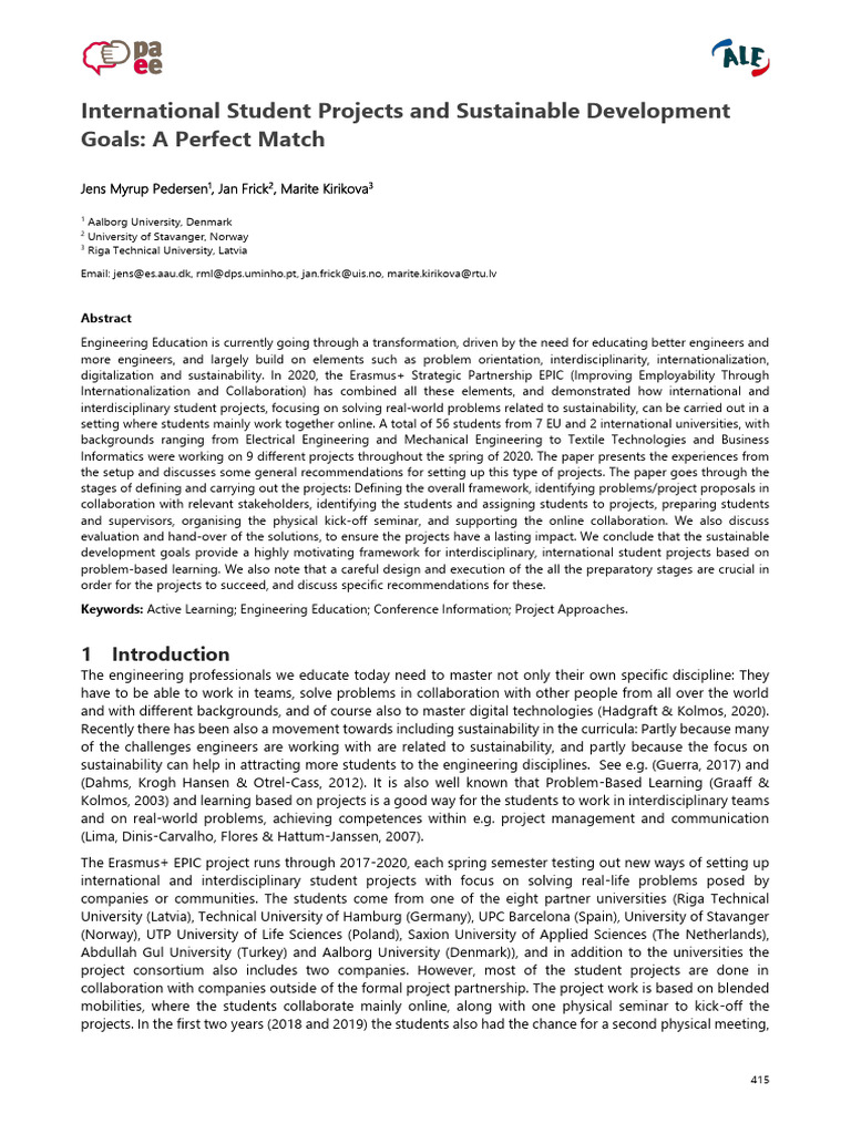 International Student Projects and Sustainable Development | PDF ...