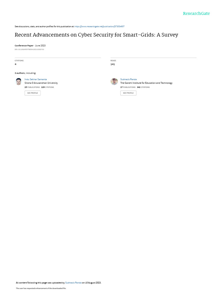 Recent - Advancements - On - Cyber - Security - For - Smart-Grids - A ...