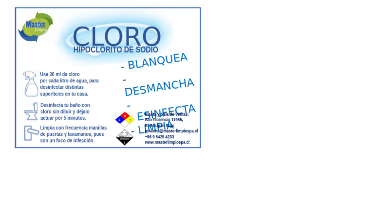 Etiqueta Cloro | PDF