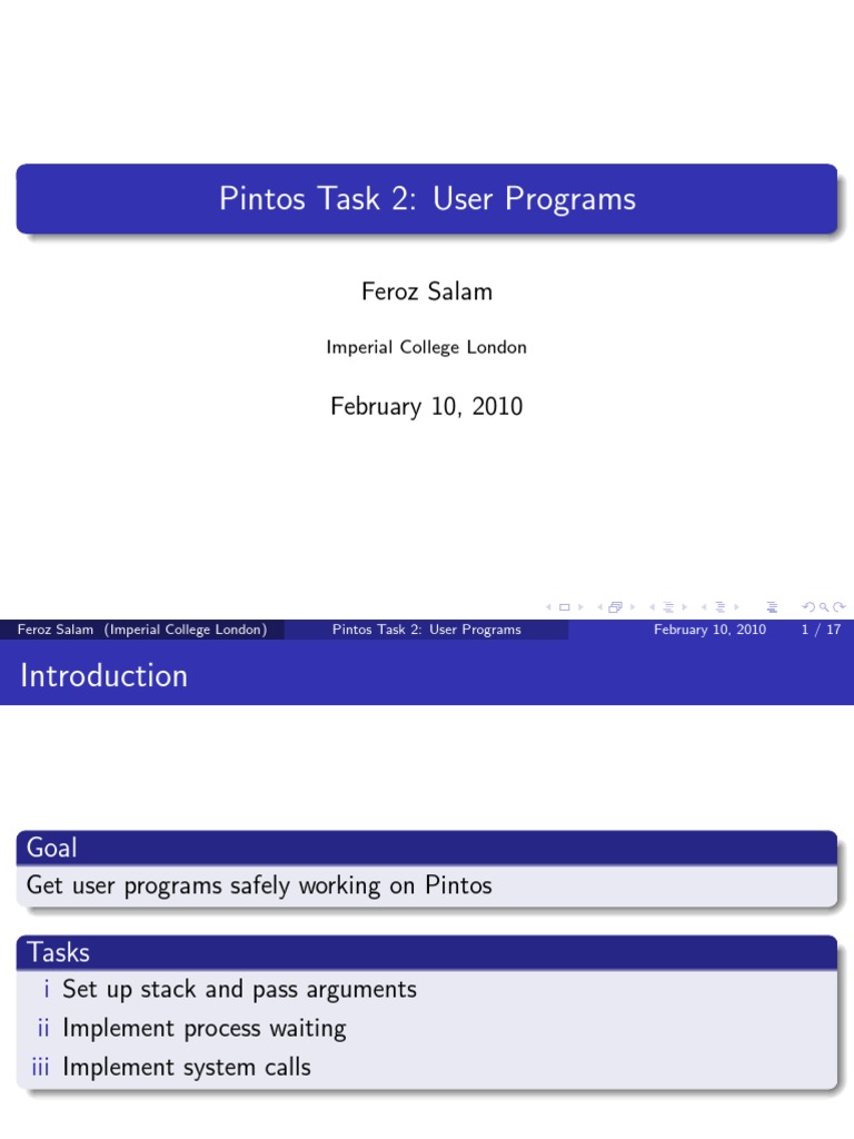 Pintos Task 2 Guide: User Programs | PDF | Command Line Interface | C (Programming Language)