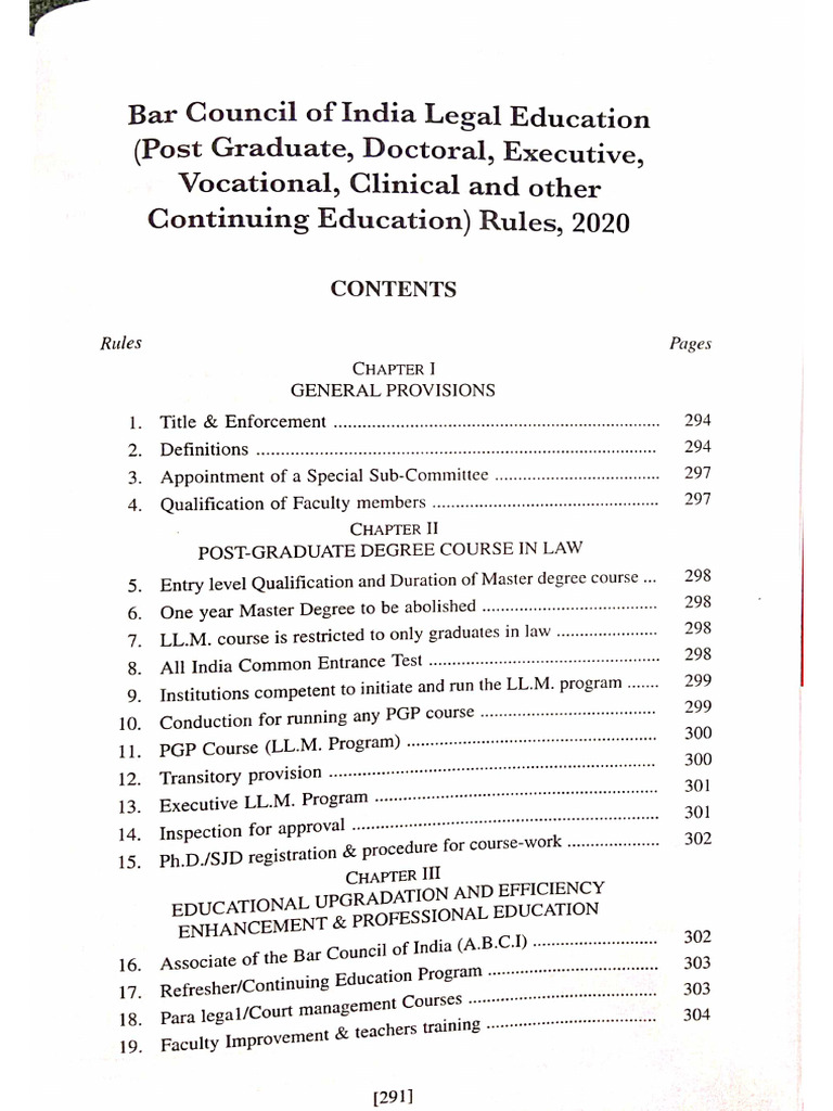 Bar Council of India Legal Education Rules, 2020 | PDF