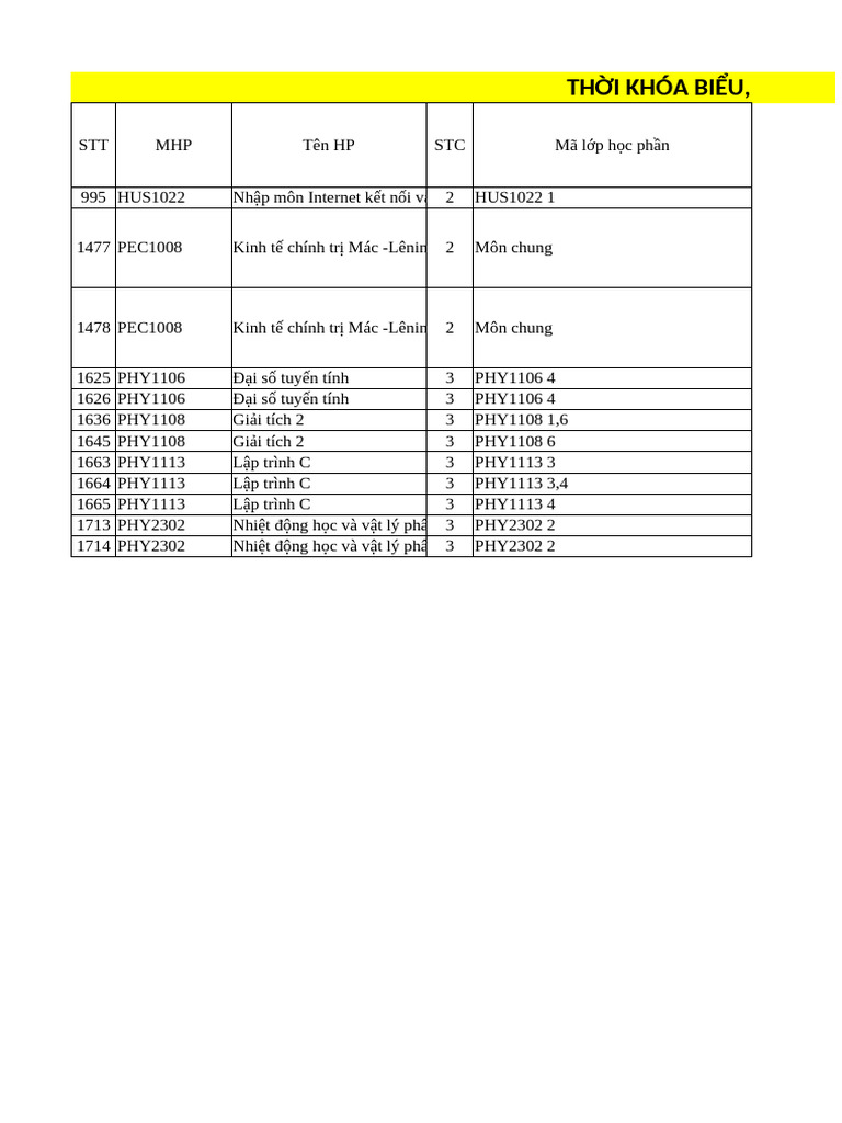 TKB K 2 (24-25) Khoa Ly | PDF
