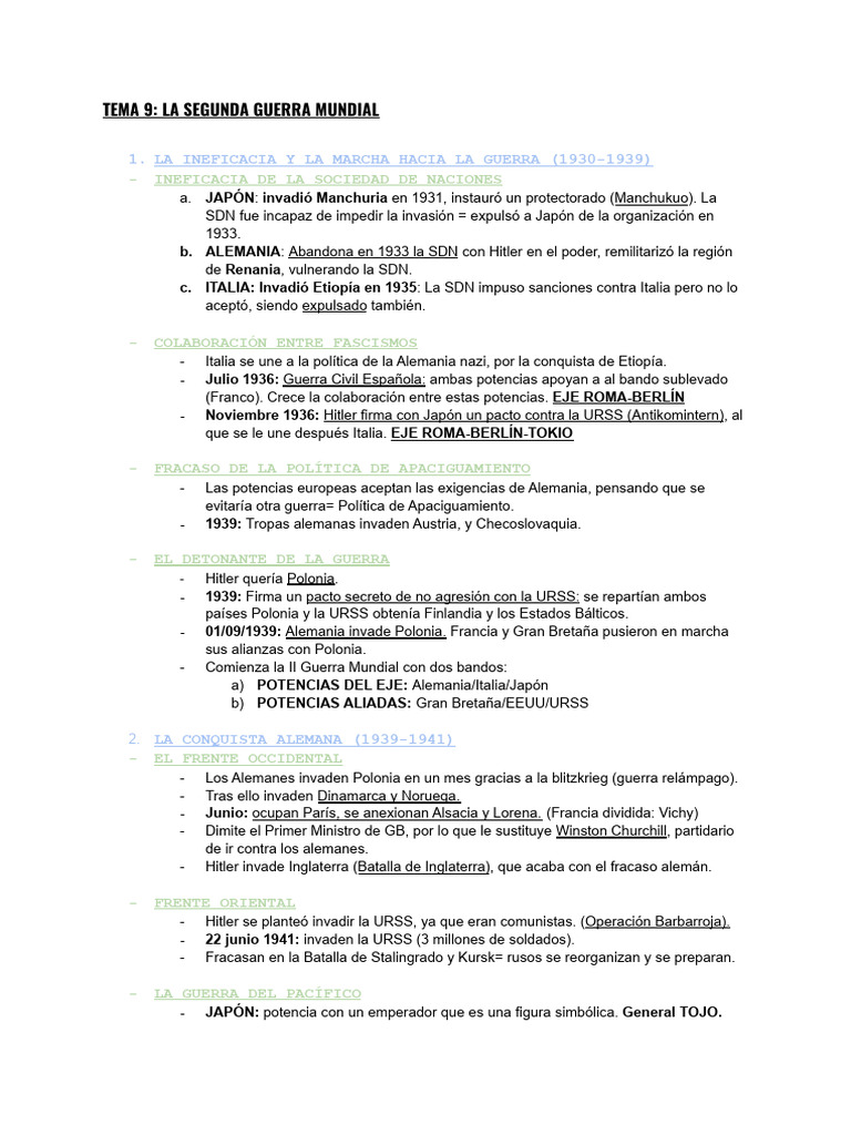 La Segunda Guerra Mundial: Resumen | PDF | Segunda Guerra Mundial ...